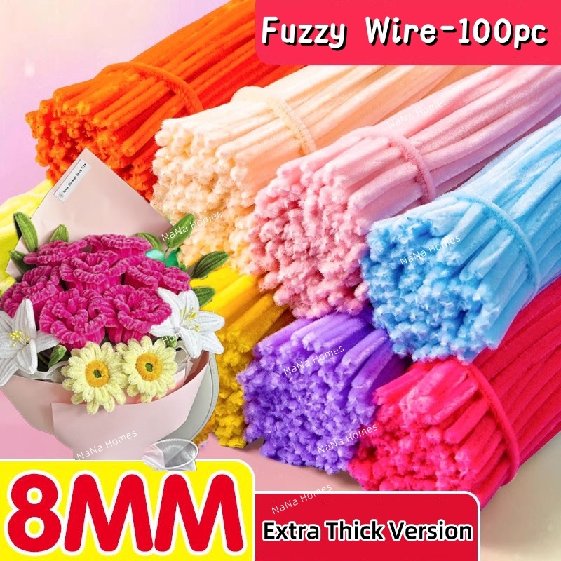 8mm Fuzzy Wire Twisted Stick 100Pcs Chenille Stems Handicraft Material ...