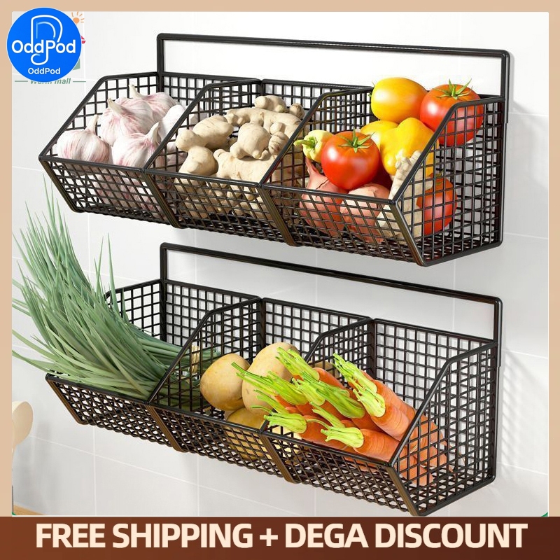 Wall Mounted Kitchen Condiments Organizer Rack Storage Shelf Basket for ...