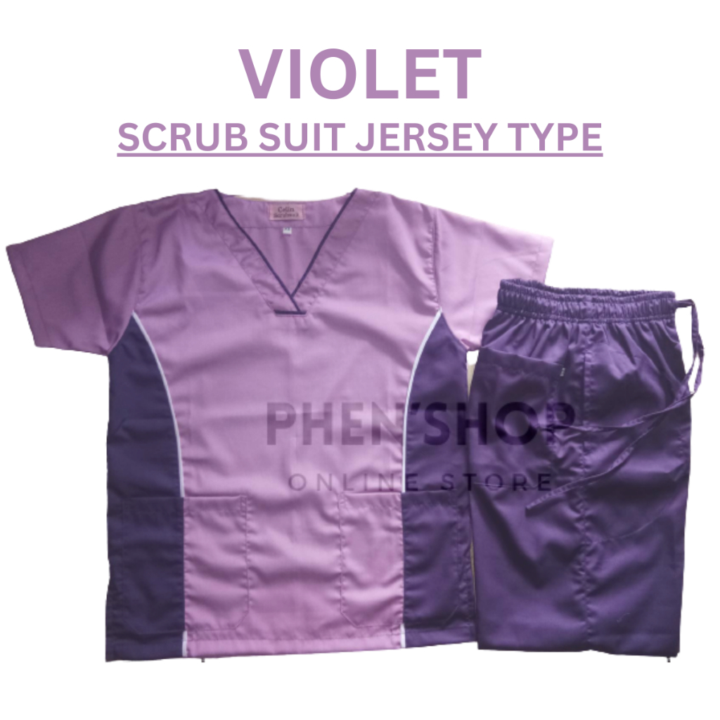 SCRUB SUIT SET JERSEY ( VIOLET ) | Shopee Philippines