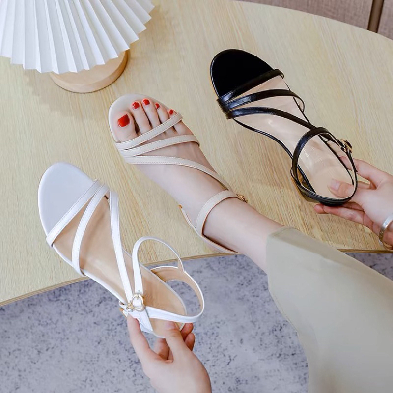 Women's sandals this 2 inches summer with French skirt stylethick heel ...