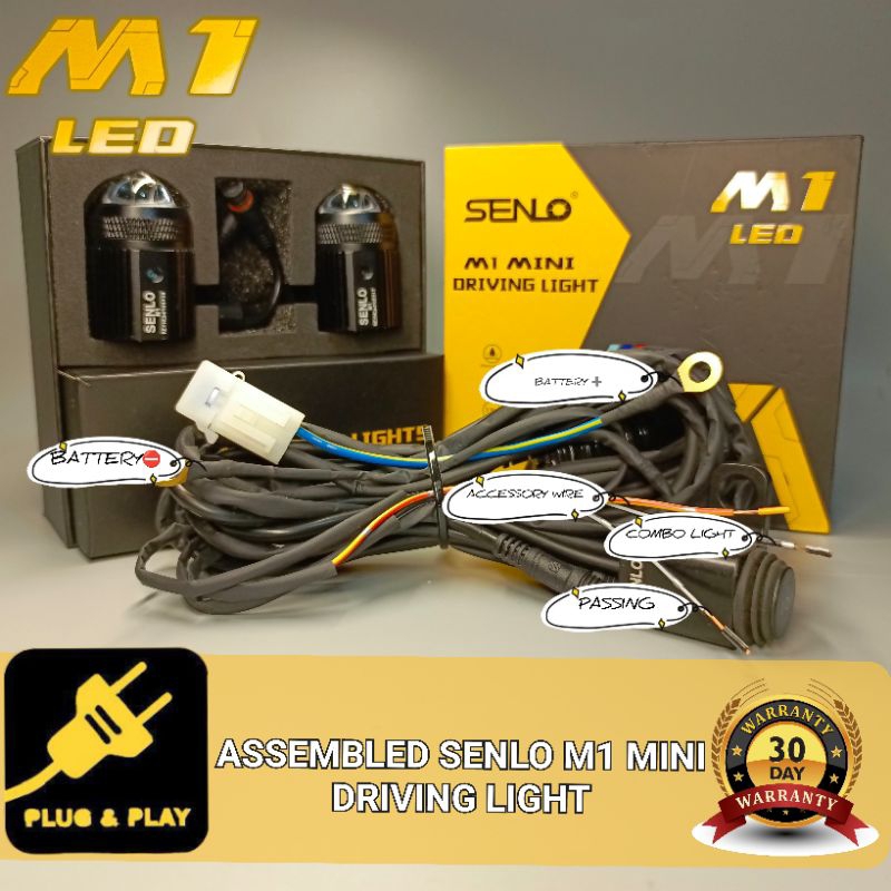 Plug & Play with harness Senlo M1 Mini Driving Light V3 30 Watts ( 3 ...