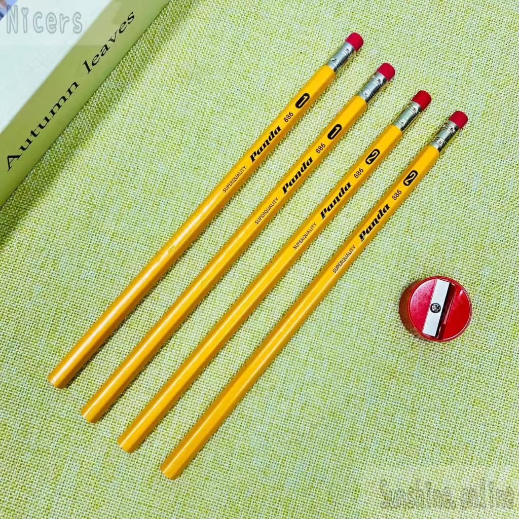 Original Panda Pencil with Sharpener and eraser lapis #1,#2,#3 4pcs ...