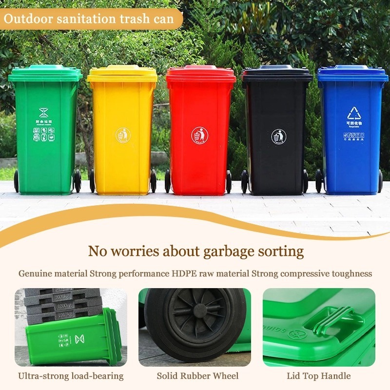 100L/120L/240L Wheeled trash cans, outdoor large trash cans with covers ...