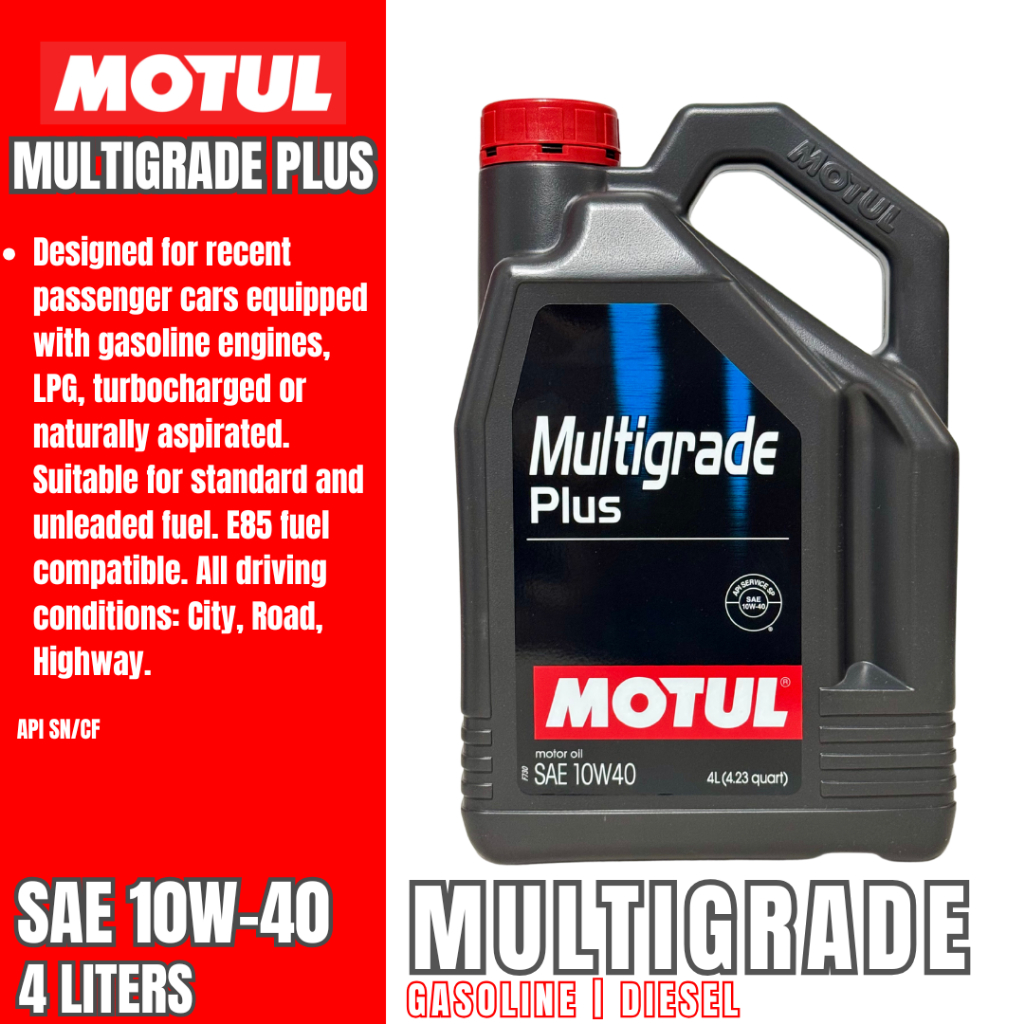 MOTUL Multigrade Plus API SN/CF 10w40 | 4 Liters | Gasoline and Diesel | Galon | Shopee Philippines