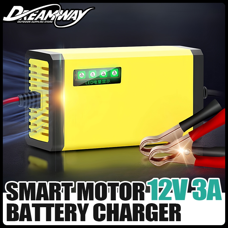 Motorcycle Battery Charger 12v 3A Motorcycle Heavy Duty Portable Lead ...