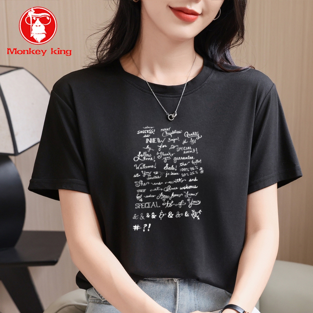 MONKEY KING COD cotton plus size tshirt for women on sale print graphic ...