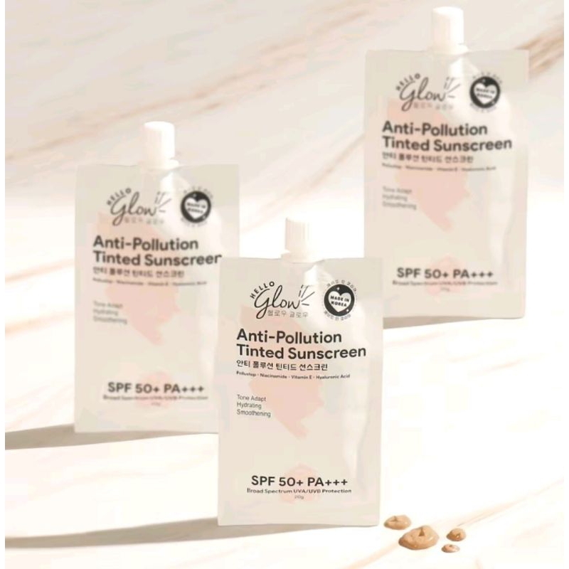 FDA approved HELLO GLOW ANTI-POLLUTION TINTED SUNSCREEN TONE ADAPT SPF ...