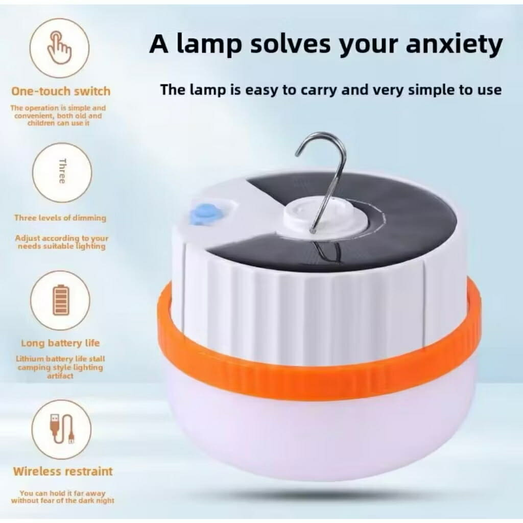 Home Lantern Usb Rechargeable Solar Charging Led Emergency Lamp Bulb ...