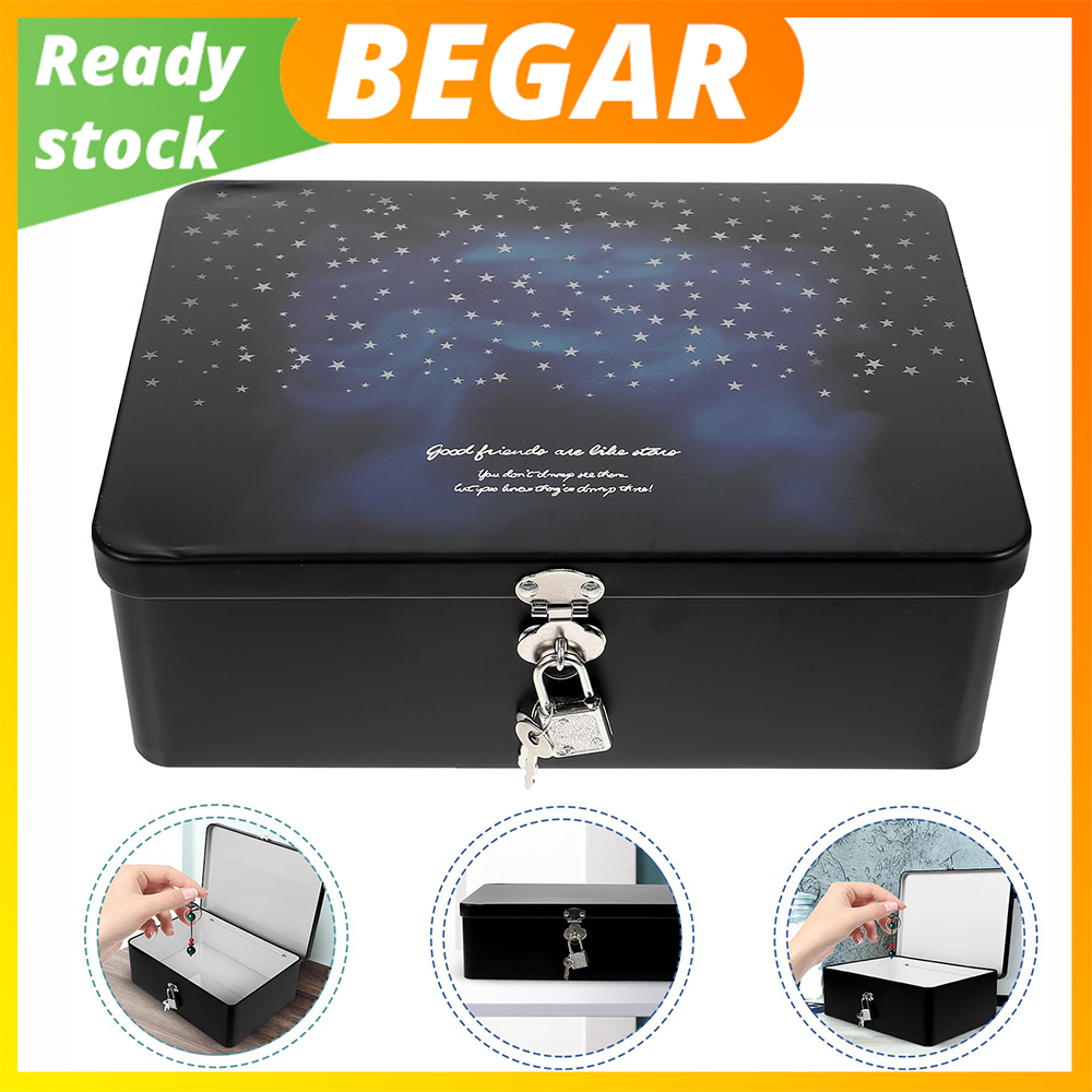Box Storage Tin Box with Lock Small Jewelry Organizer Box Decorative ...