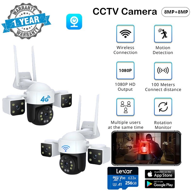 V380 Pro Three Lens CCTV Camera Outdoor 12MP Waterproof Night Vision ...