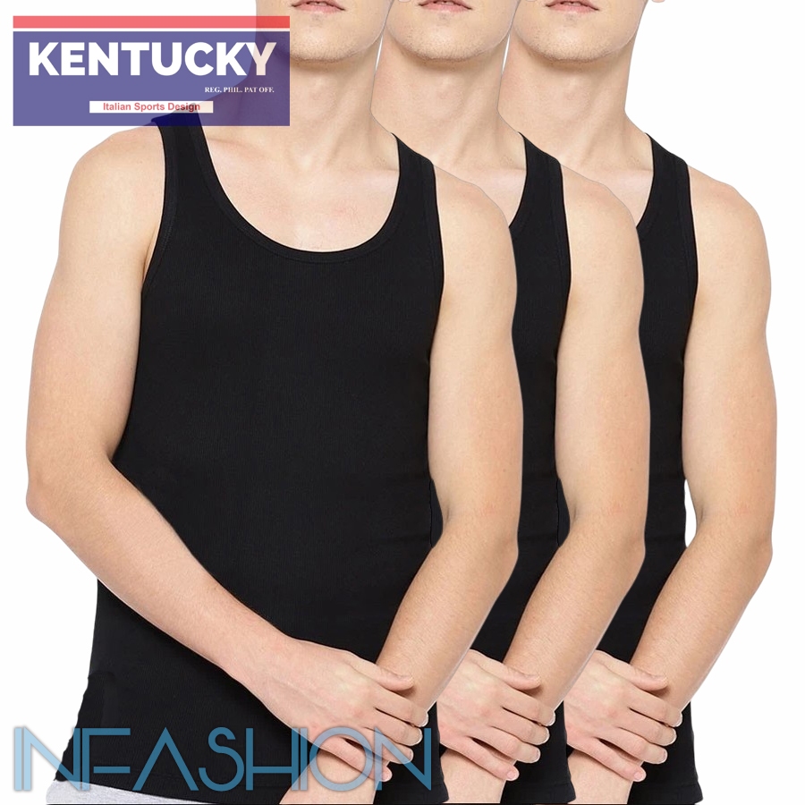 Kentucky Plain Black Sando Tank for Men Adult Set of 3 pcs | Shopee ...