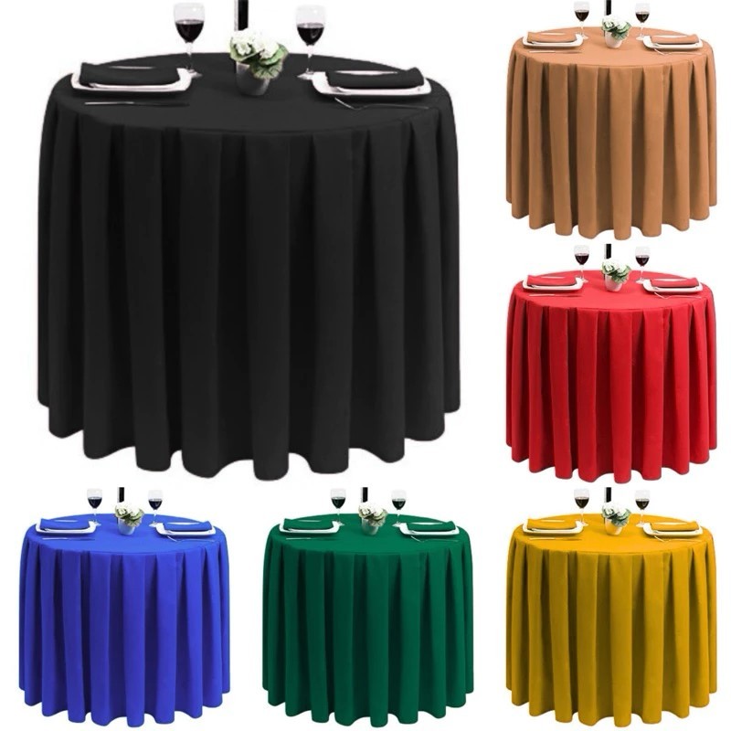 GEENA PLEATED ROUND TABLE CLOTH with Skirting Design Catering Buffet ...