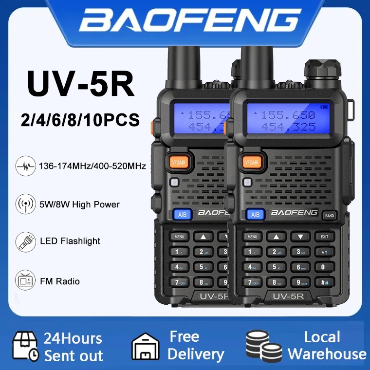 Baofeng UV-5R Two-Way Radio 5W/8W 128CH Portable Walkie Talkie Dual Band UHF VHF Radio Long ...