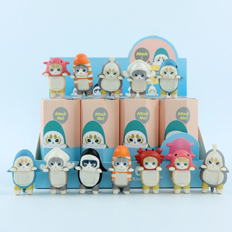 One set 12pcs Sonny Angel Mofusand Hippers Phone Shark Cat Series ...