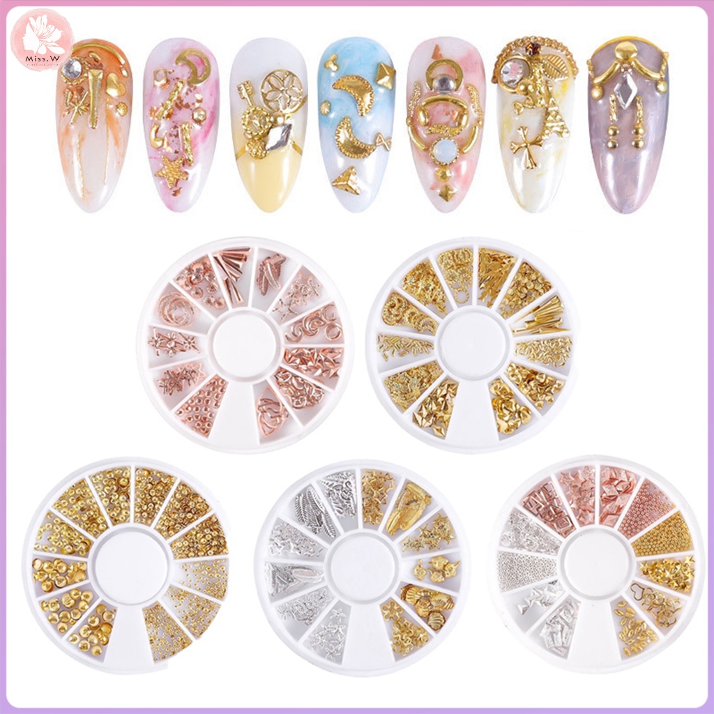 Miss.W 1Box 3D Nail Art Decoration Mixed Nail Rhinestone Beads Stud ...