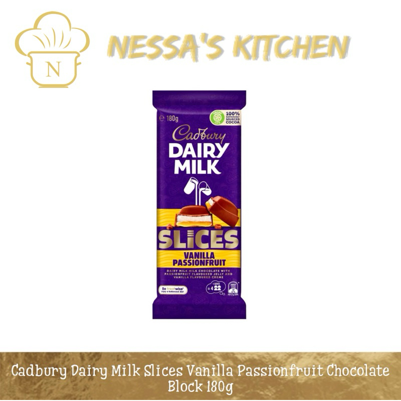 Cadbury Dairy Milk Slices Vanilla Passionfruit Chocolate Block 180g ...