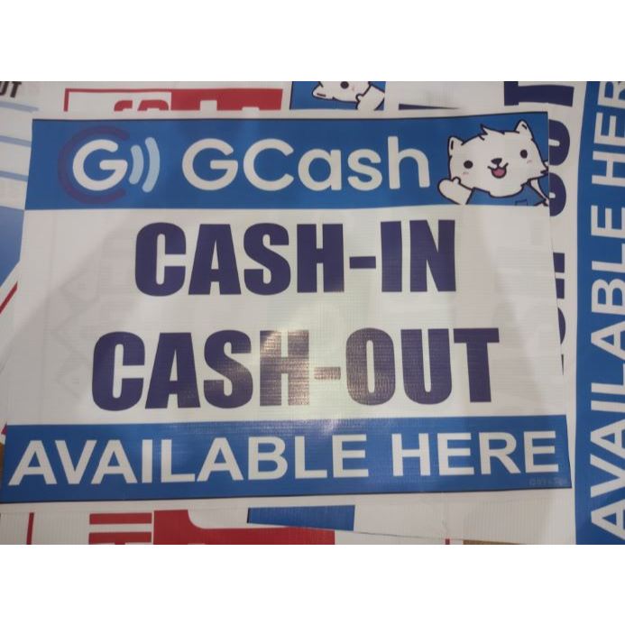 1PC GCASH CASH IN CASH OUT Signage | GCASH TARPAULIN Signage | 1.5ft x ...