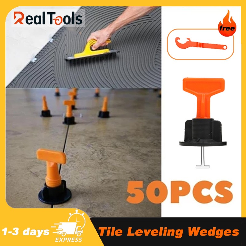 50 PCS Alignment Tile Leveling Wedges Tile Spacers System Flat Ceramic ...