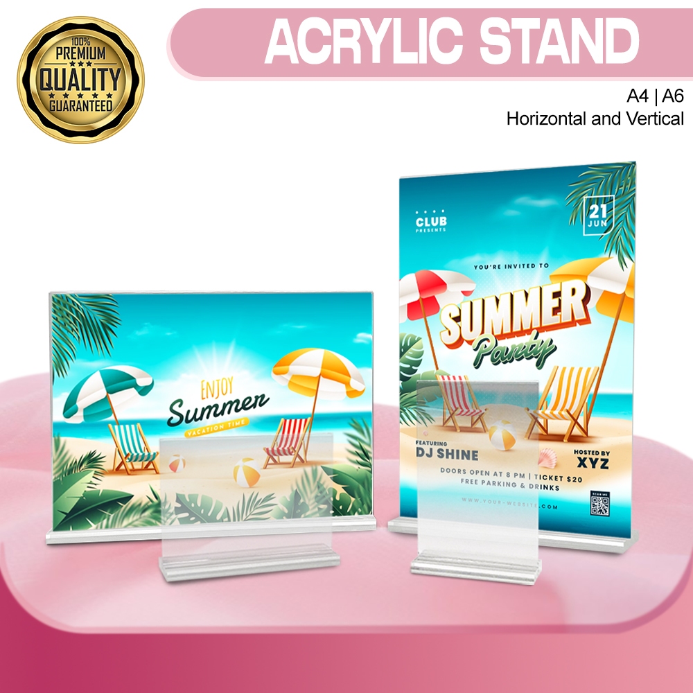 Acrylic Stand for Menu Holder Display Stand Double Sided A4 and A6 Size ...