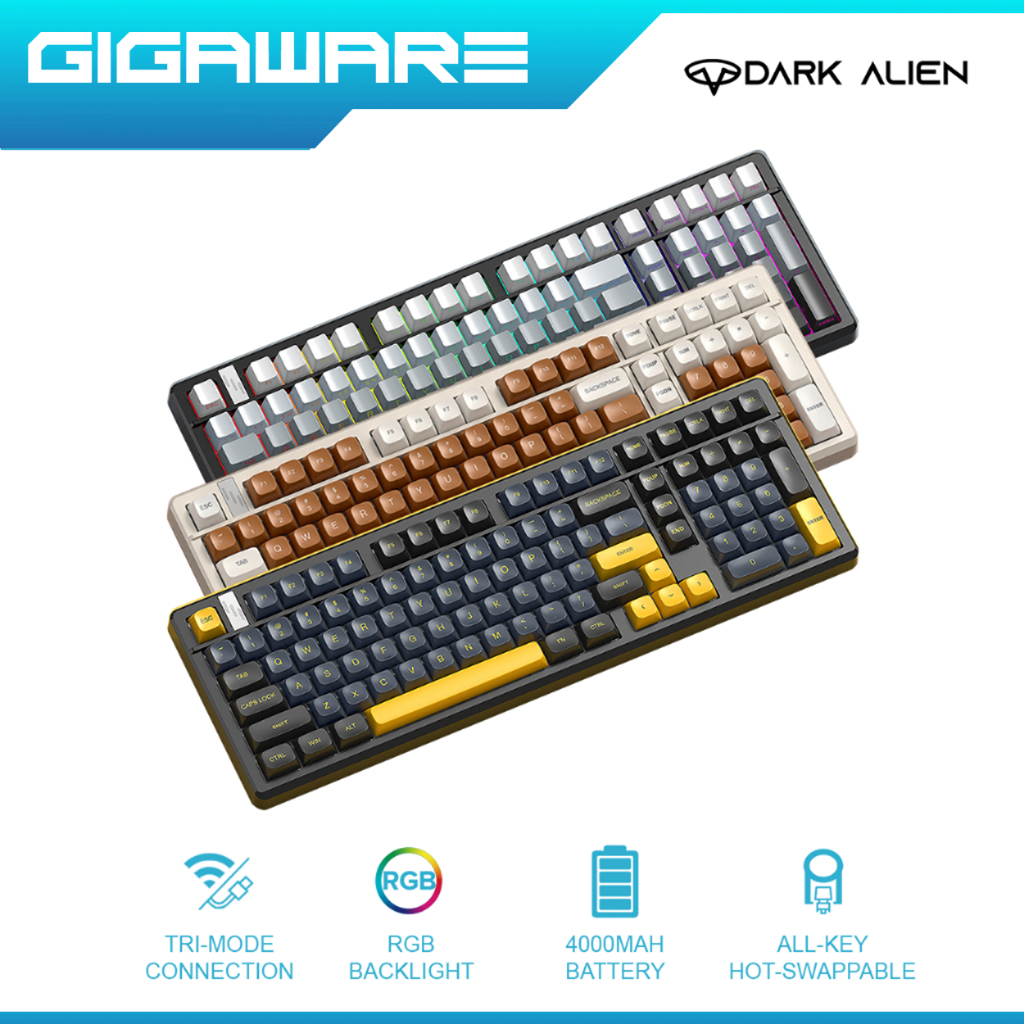 Dark Alien K102 Tri Mode Gasket Wireless PBT Ball Caps RGB Hot ...