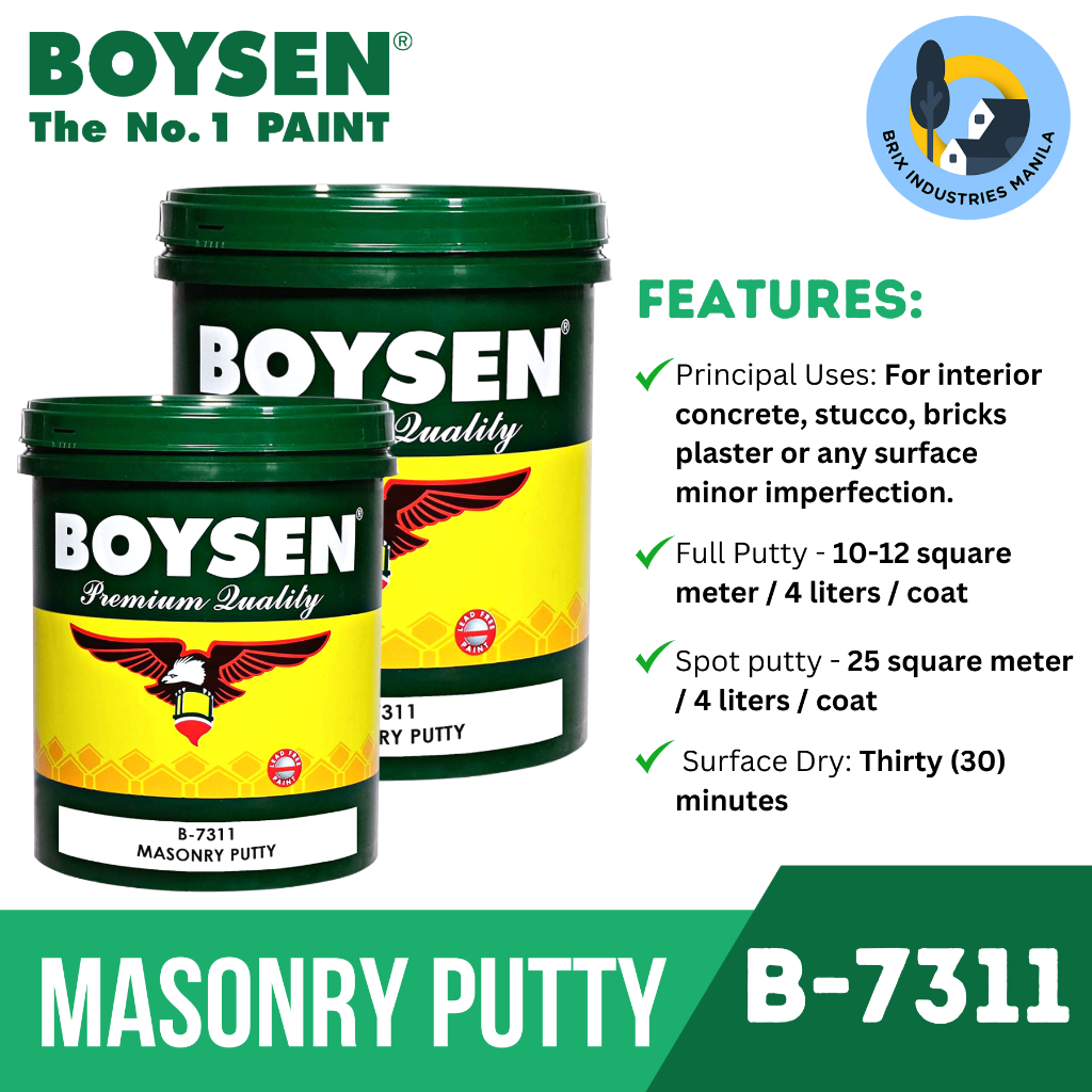 Boysen Masonry Putty 4 Liters (Gallon) B-7311 Water Based Masilya Brix ...