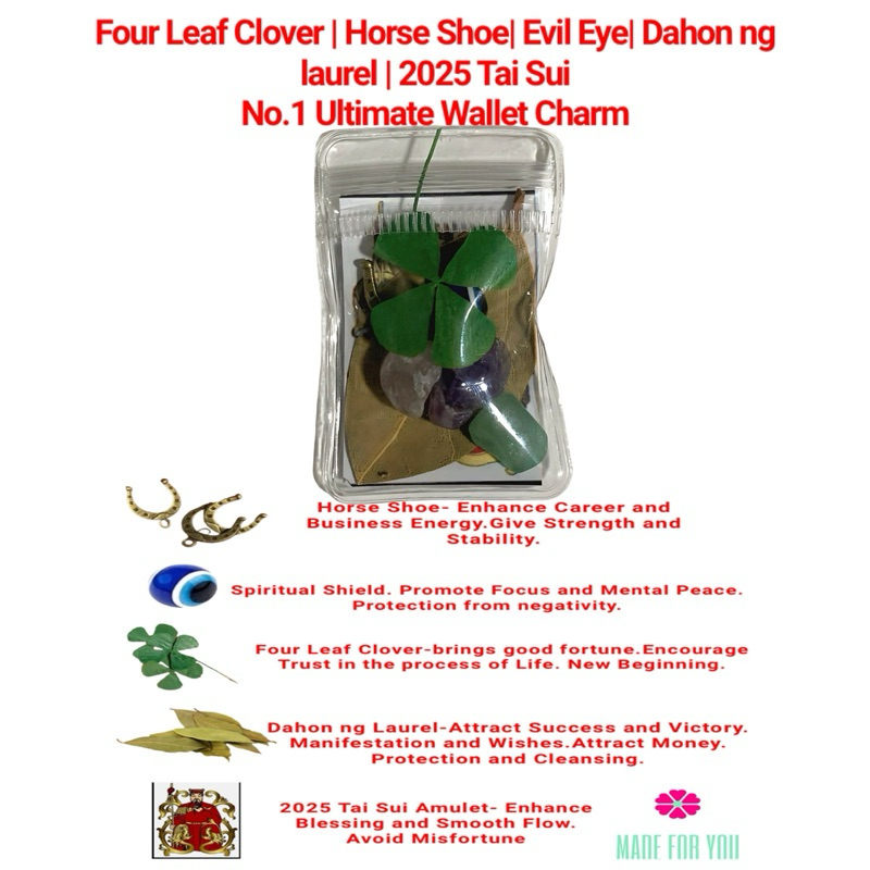 Four Leaf Clover Dahon Laurel Horse Shoe Evil Eye 2025 Tai Sui ...