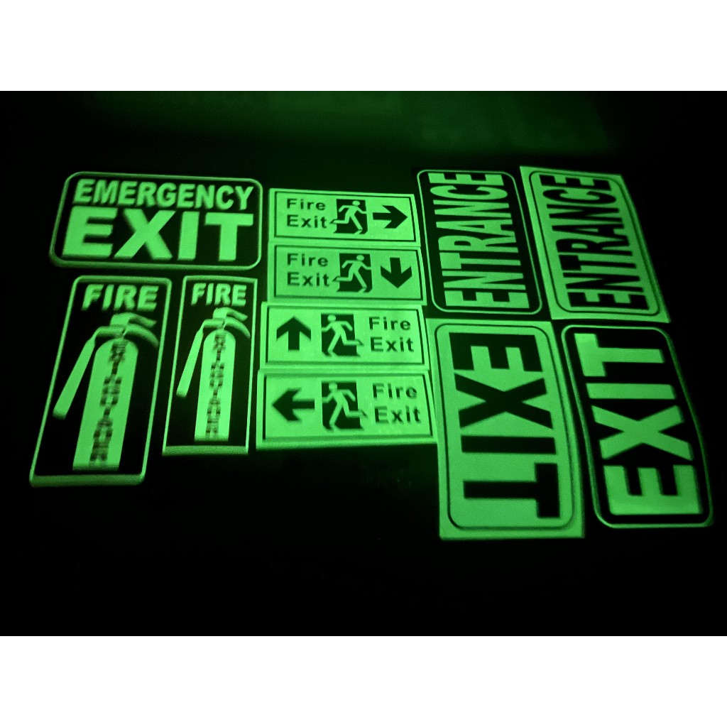 Emergency Exit Only Green Glow in the Dark Cut Out Luminous Sticker in ...