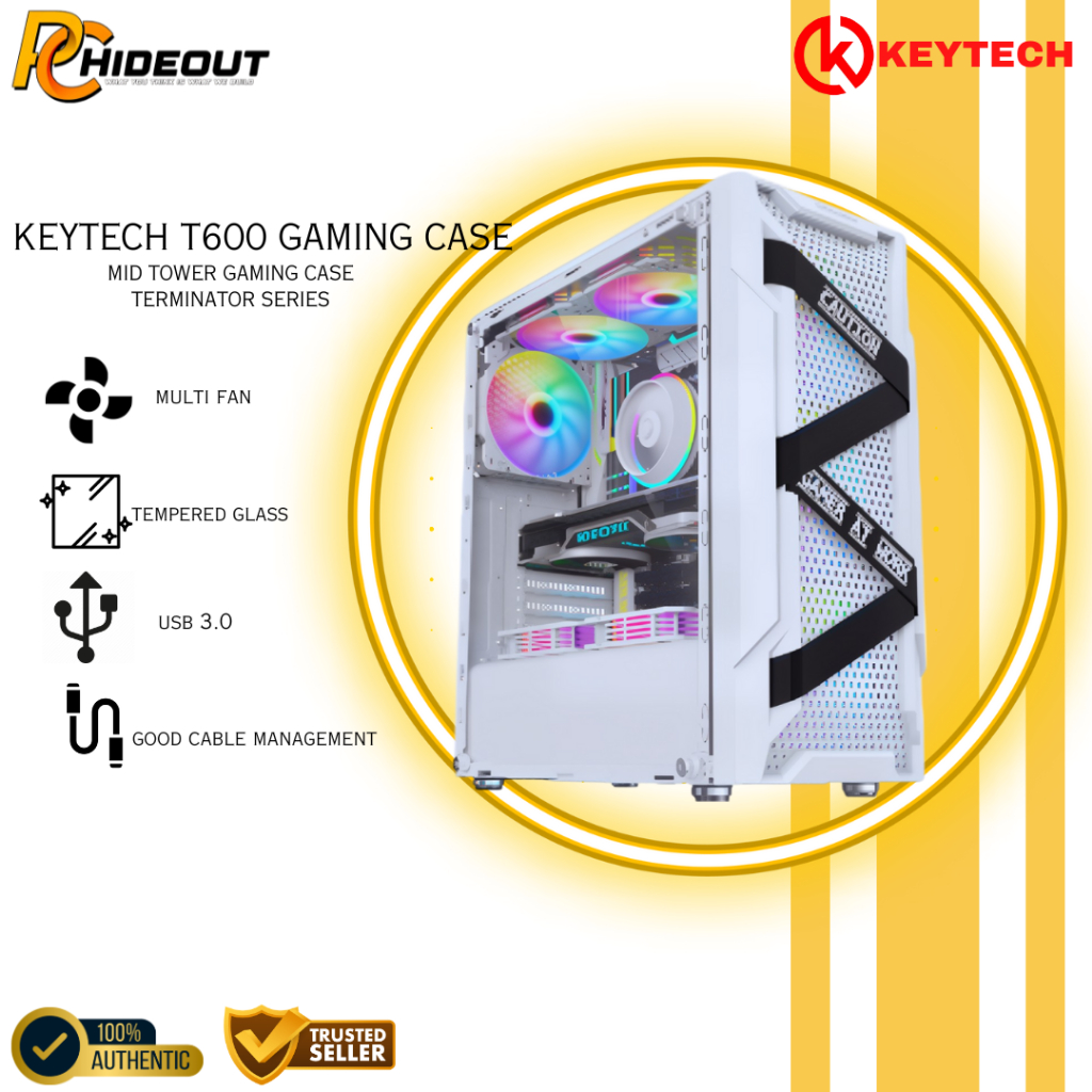 KEYTECH T600 - Terminator Series GAMING PC Case ATX/ M-ATX/ ITX ...