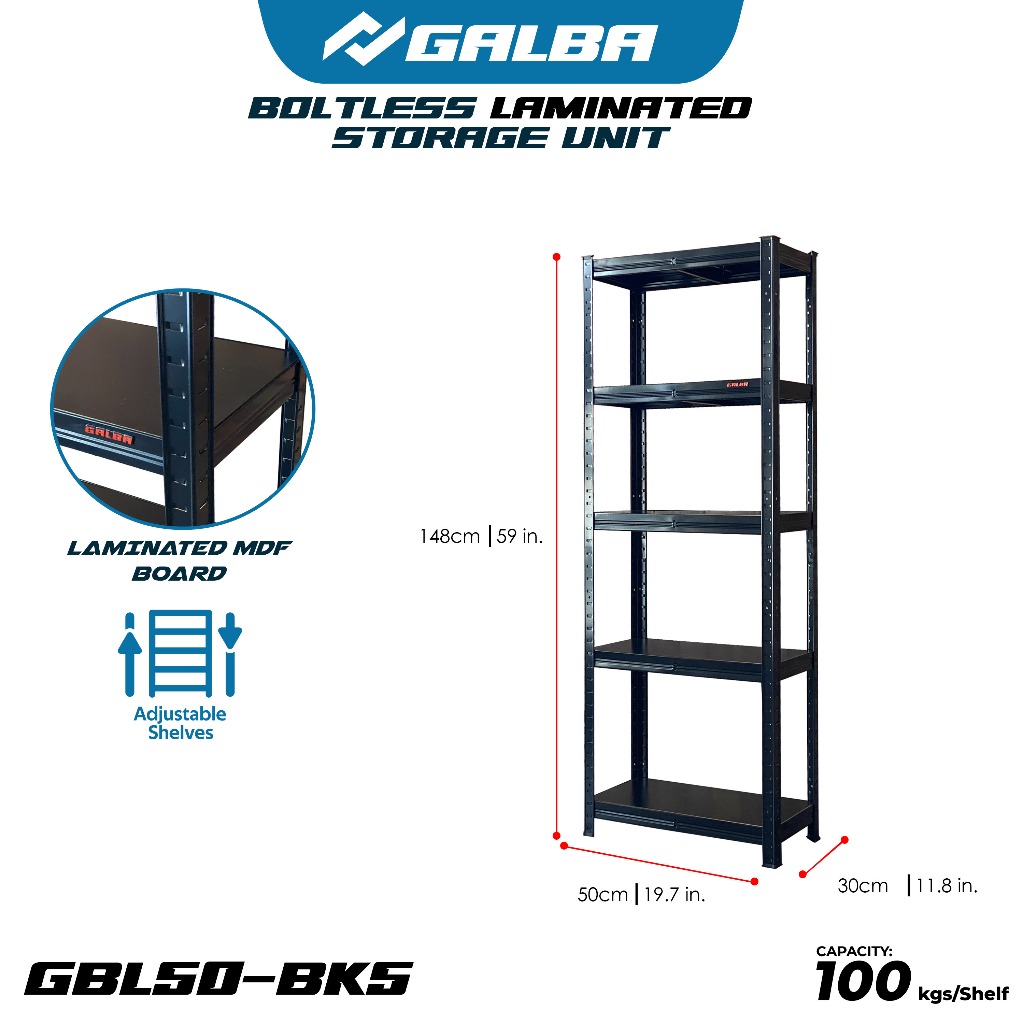 GALBA Boltless LAMINATED Storage Steel Rack Adjustable 5 Layers ...