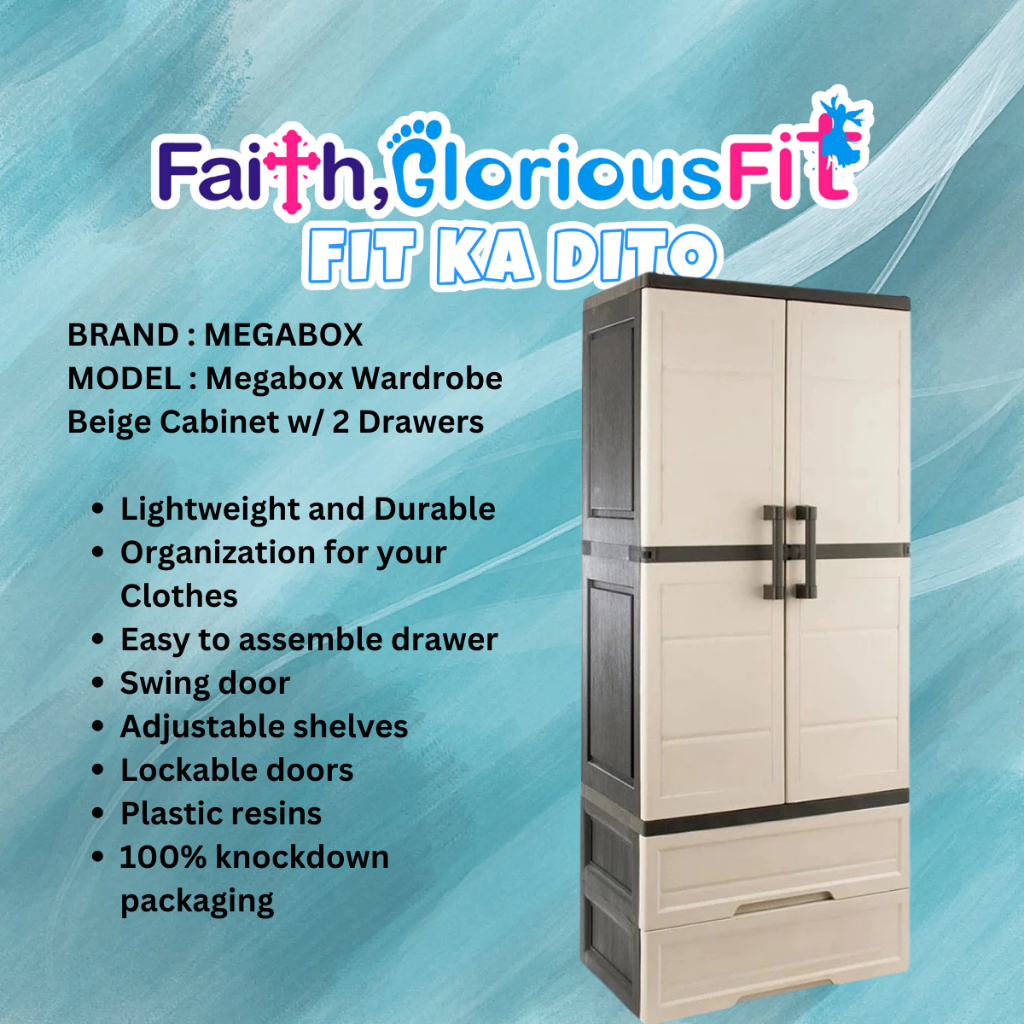 Megabox Wardrobe Color Beige / Gray Cabinet w/ 2 Drawers MG-186 ...