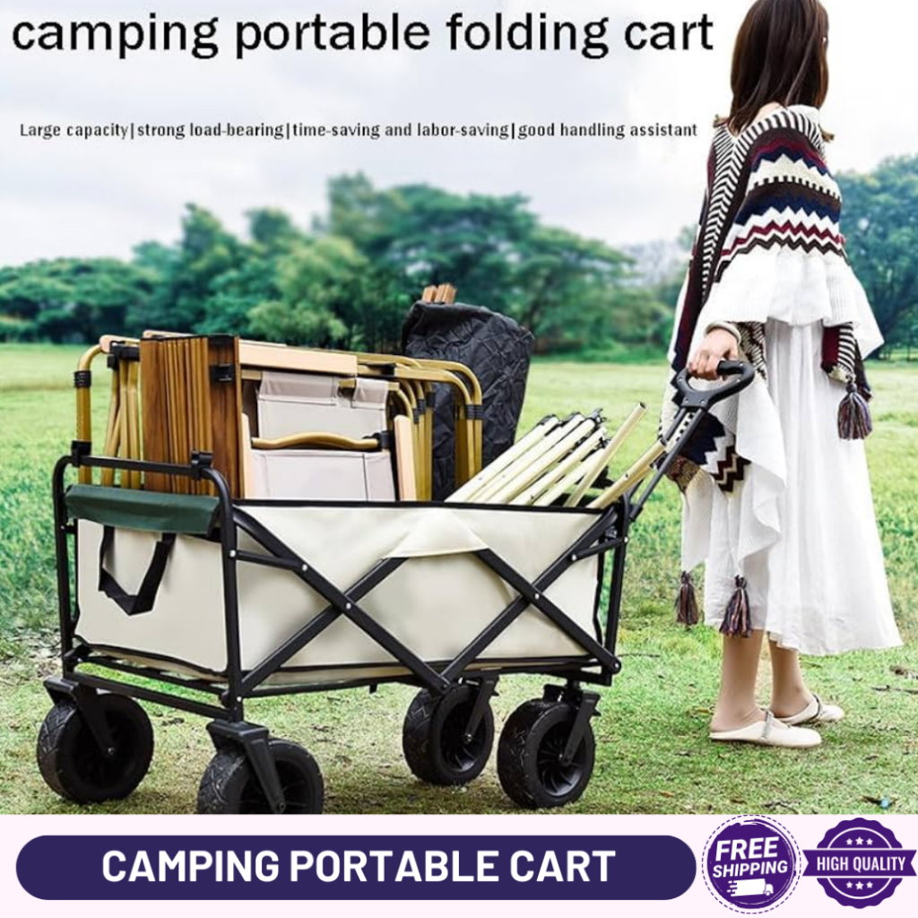 Foldable Trolley Cart | Outdoor Utility Wagon | Camping Beach Garden ...