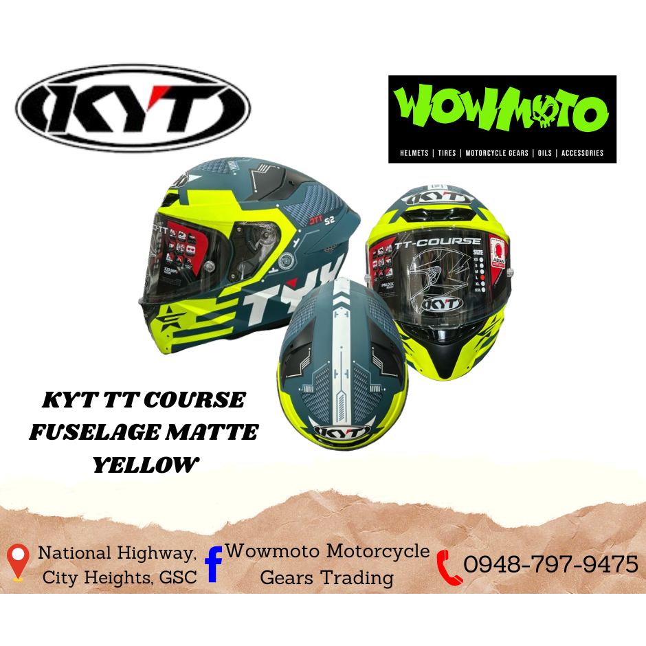 KYT TT COURSE FUSELAGE MATTE YELLOW (L) | Shopee Philippines