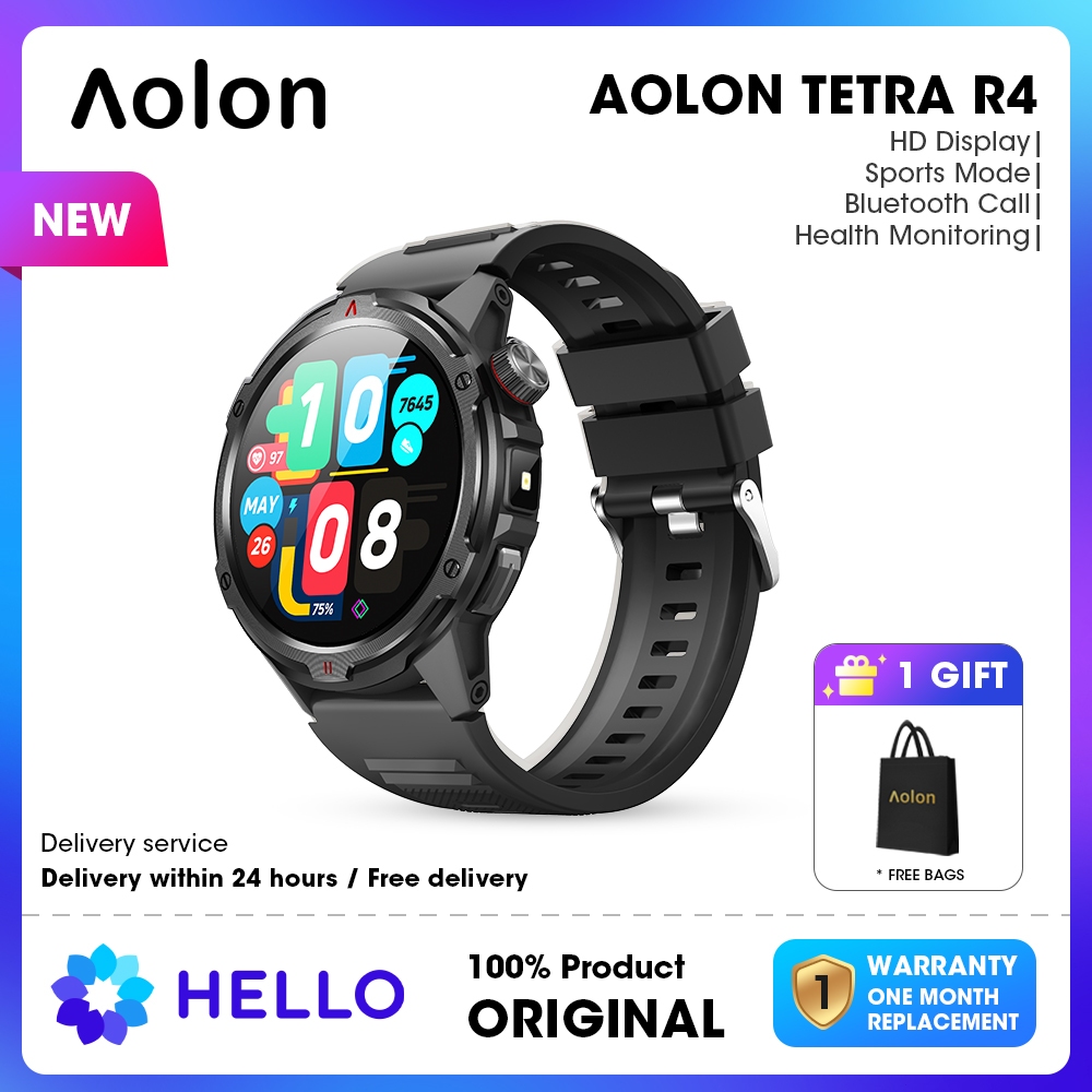 Hello Tetra R4 Smart Watch AMOLED Screen Bluetooth Call GPS Compass ...