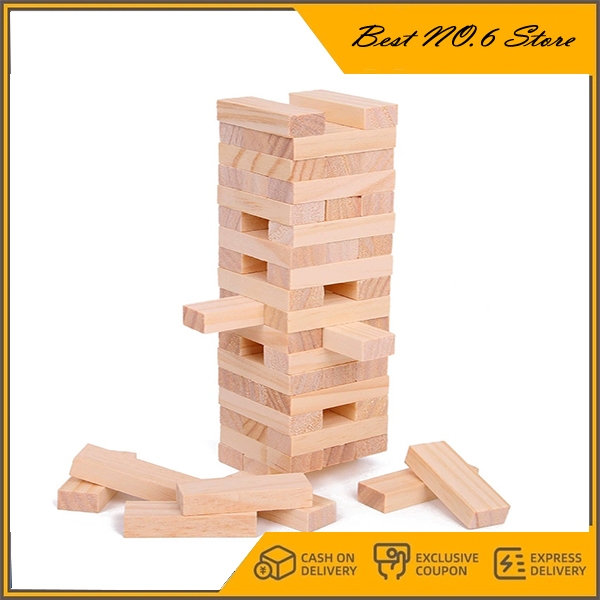(COD+Fast Shipping)54pcs Wooden Blocks toy Puzzle stacking game family ...