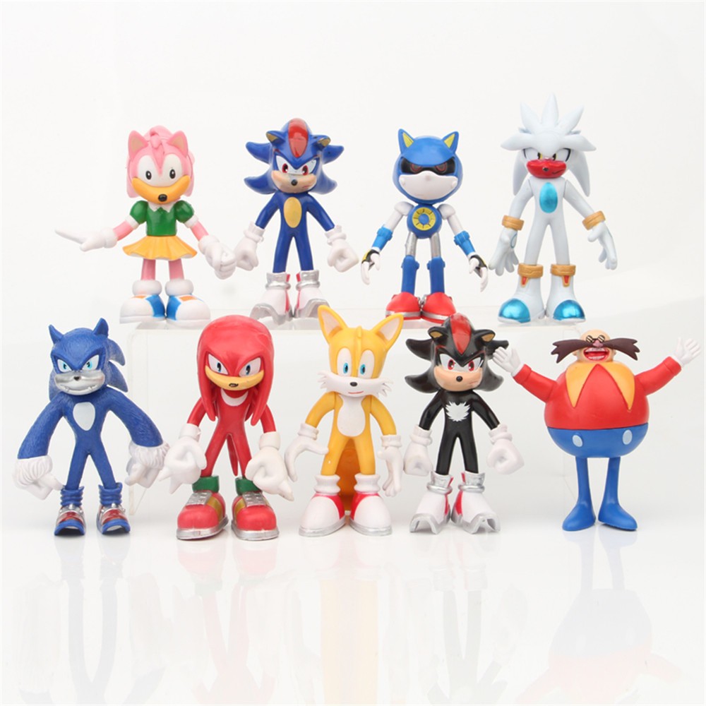 Super Sonic The Hedgehog Sonic Tails Knuckles Action Figure Set Of 9 ...