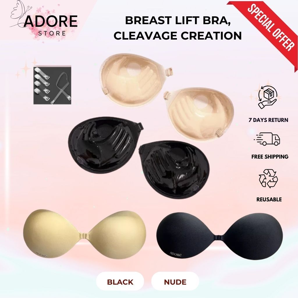 ADORE Push Up Silicon Bra Adhesive Silicone Bra Reusable Washable Lift ...