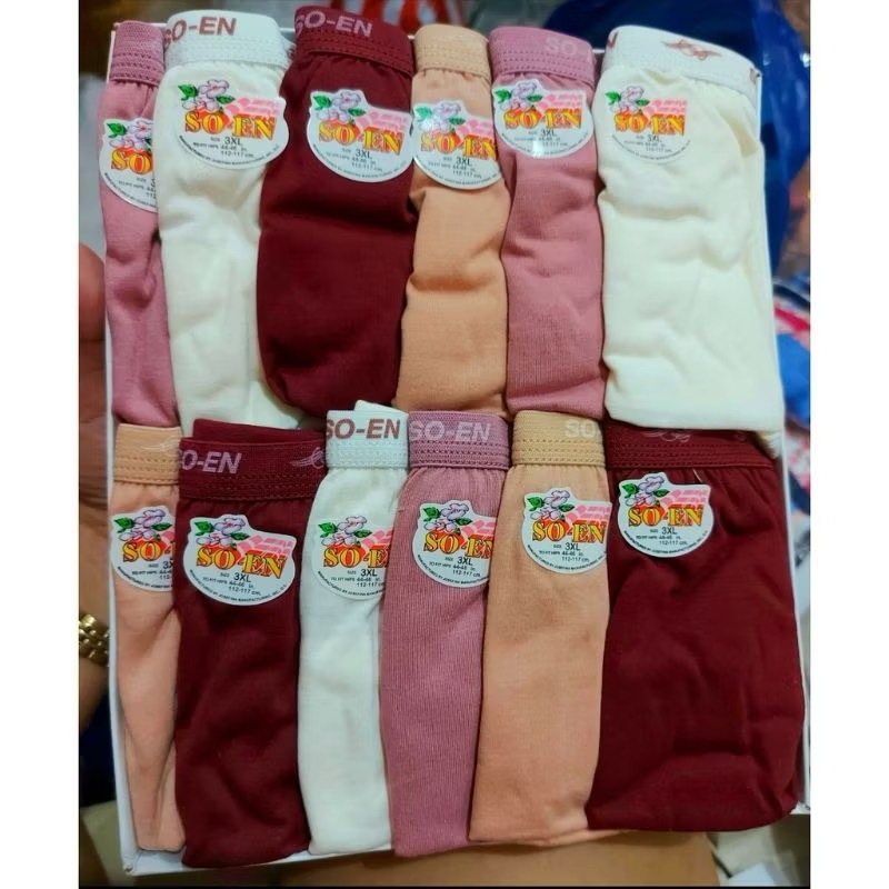 High Quality 12Pcs Soen Plain Women's Cotton Panty Underwear | Shopee ...