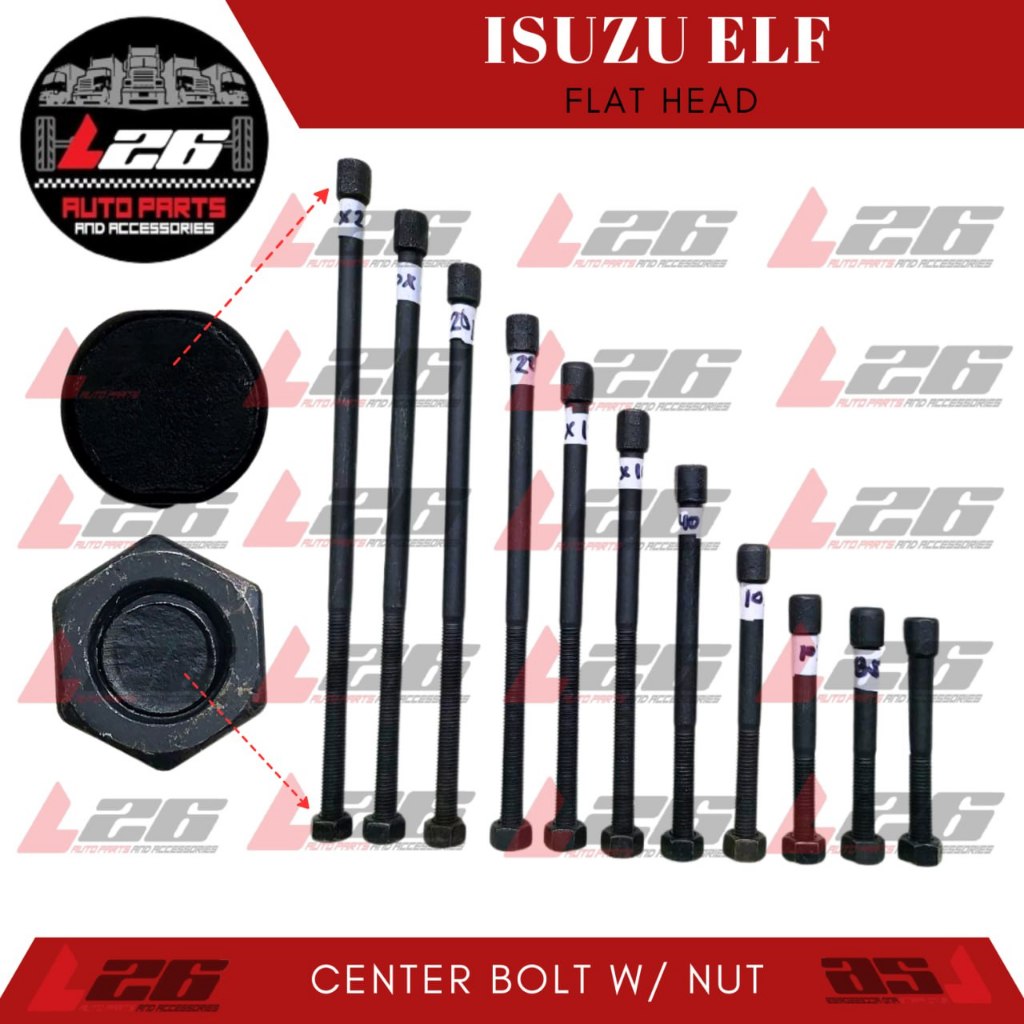 Isuzu Elf CENTER BOLT WITH NUT Flat Head SIZES AVAILABLE 10mmx15mm ...