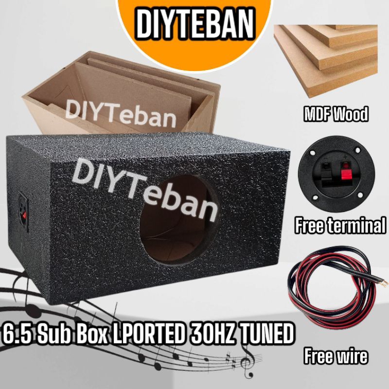 Single 6.5 Subwoofer Box 30hz Tuning Wide Side Ported Vented Speaker ...