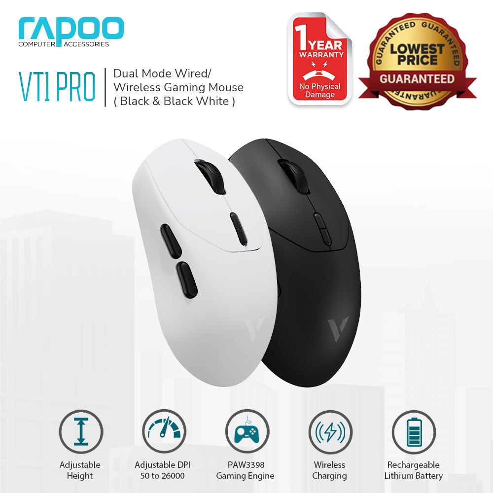 Rapoo VT1PRO Dual High-Speed Dual Mode Wired/Wireless Gaming Mouse ...