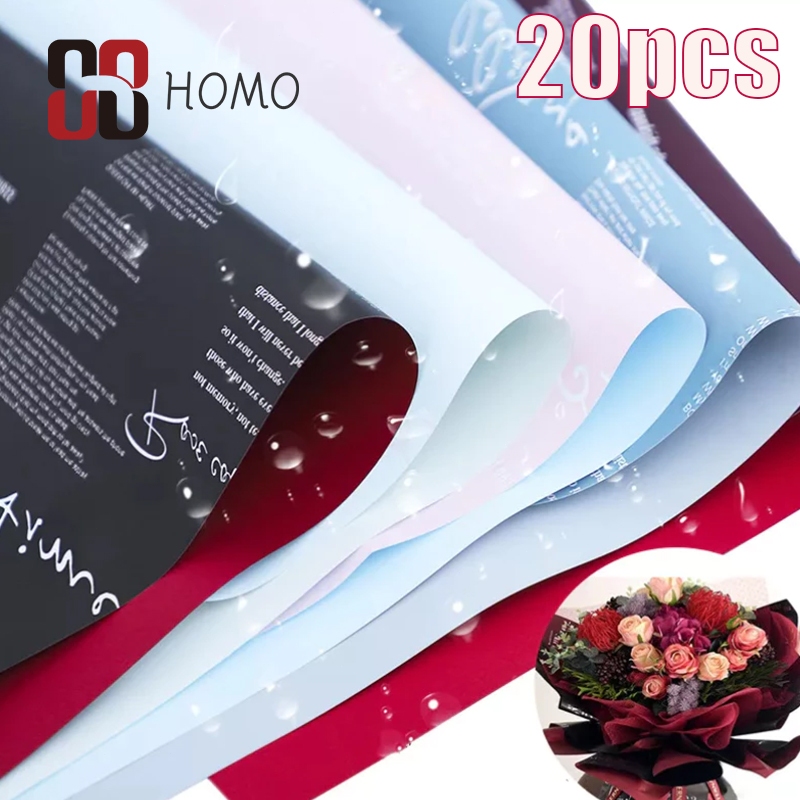 20pcs Two-Color English Letter Korean Style Wrapping Paper Bouquet ...