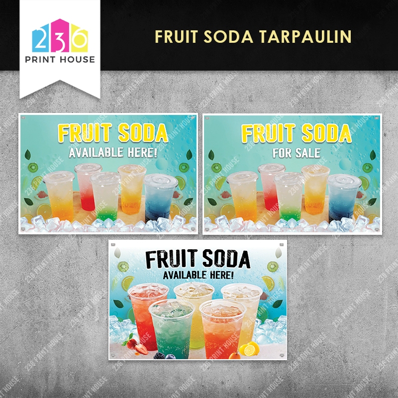 FRUIT SODA Tarpaulin Banner • FREE Eyelets • Fruit Soda Signage • 4 ...