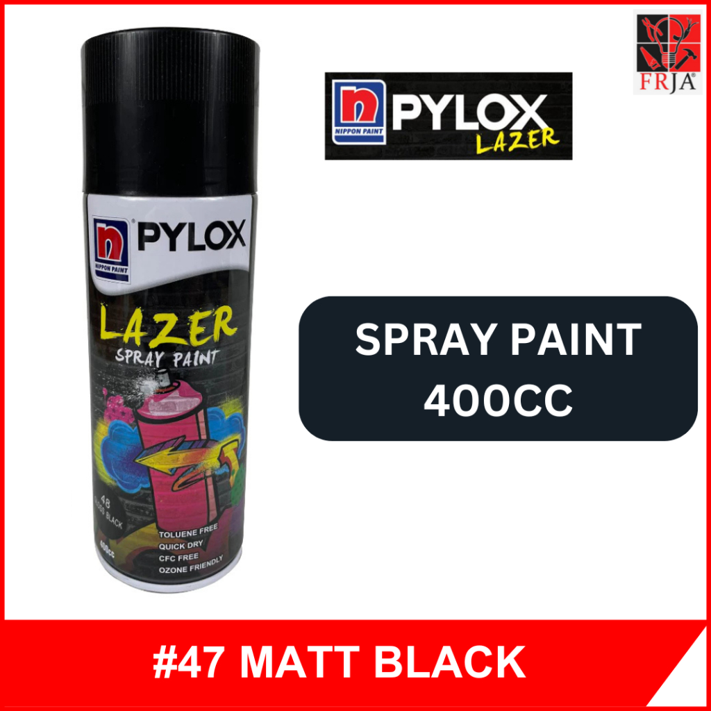 PYLOX #47 MATT BLACK ORIGINAL LAZER SPRAY PAINT 400CC | Shopee Philippines