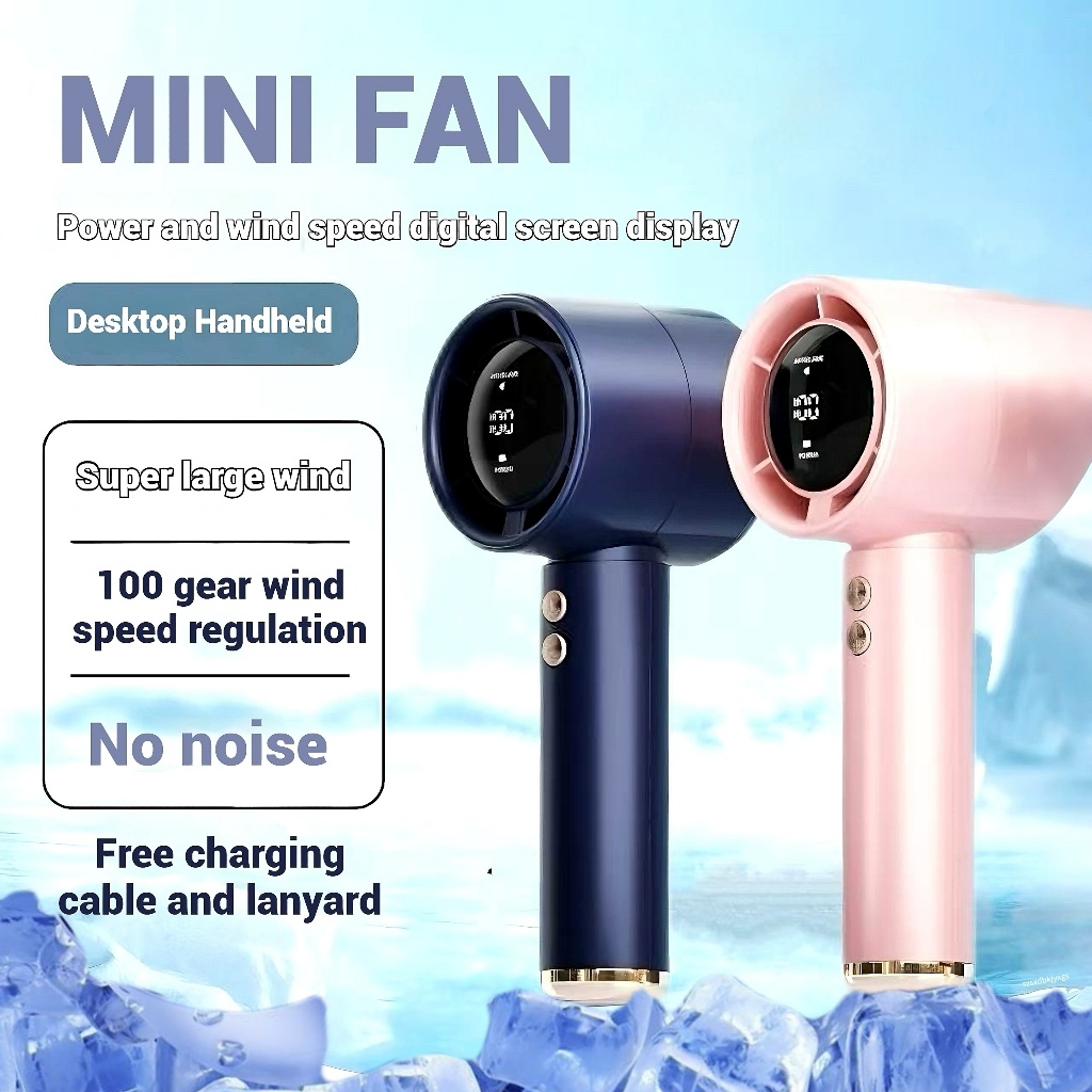 Mini turbo fan Rechargeable Portable fan handheld 100 Level Speed wind ...