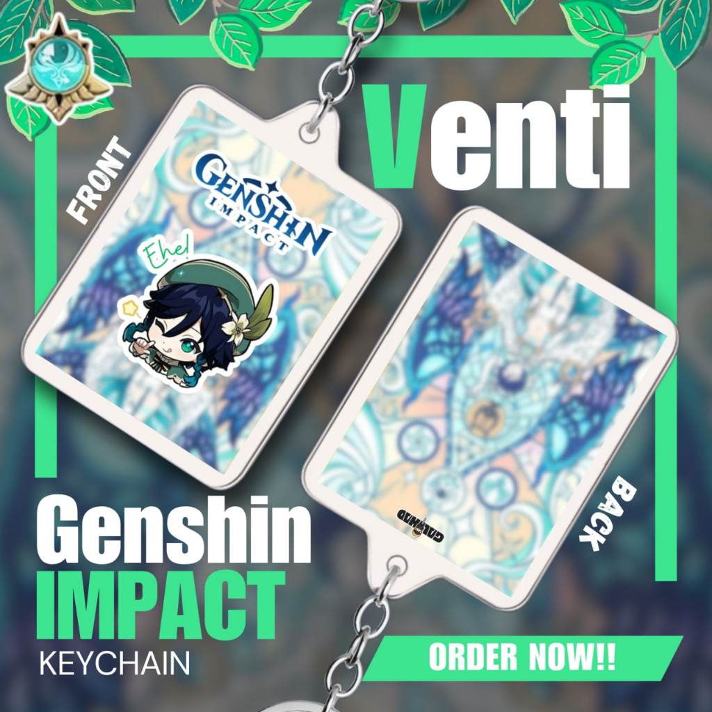 GENSHIN IMPACT EMOTE KEYCHAIN: VENTI EDITION (Back to Back Acrylic ...