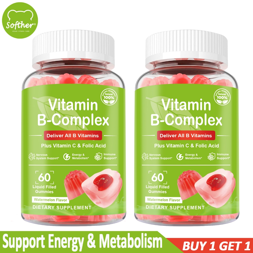 Softher Vitamin B Complex Gummies Enhance Immunity Vitamin B Supplement Improve Mood Stress 60 ...