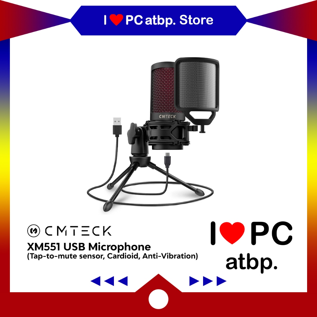 CMTECK XM551 USB Microphone (USB, Tap-to-mute sensor, Cardioid, Anti ...