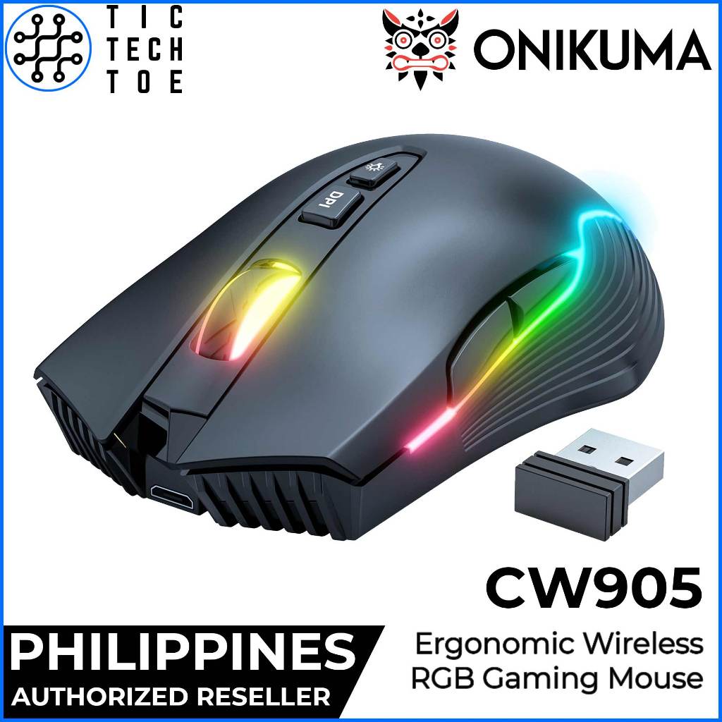 Onikuma CW905 Wireless USB 2.4GHz RGB Lightweight PC Laptop Gaming ...