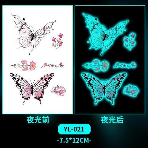 Fluorescent temporary tattoo stickers arm collarbone fake tattoo semi ...