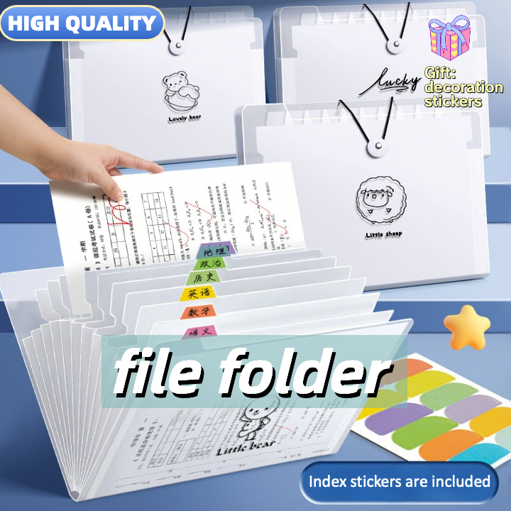 A4 Transparent File Folder 5/8/12 Pockets Expanding Document Organizer ...